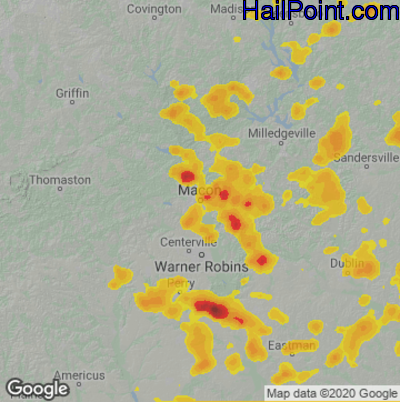Hail Map for Macon, GA Region on September 7, 2023
