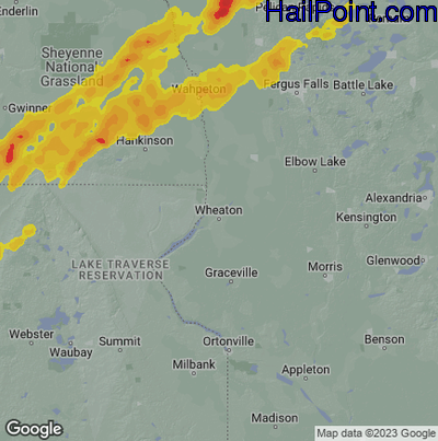 Hail Map for Wheaton, MN Region on September 29, 2023