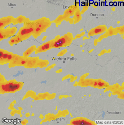 Hail Map for Wichita Falls, TX Region on October 4, 2023