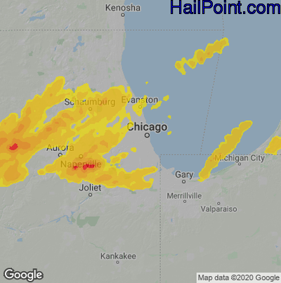 Hail Map for Chicago, IL Region on February 28, 2024