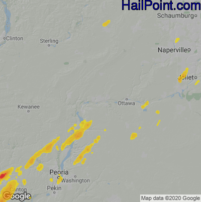 Hail Map for Peru, IL Region on May 2, 2024