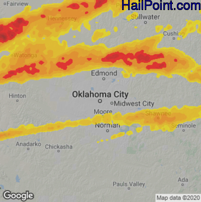 Hail Map for Oklahoma City, OK Region on May 6, 2024