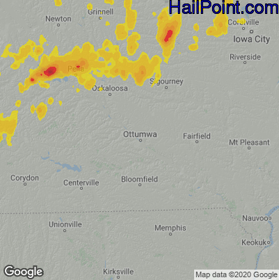 Hail Map for Ottumwa, IA Region on May 19, 2024