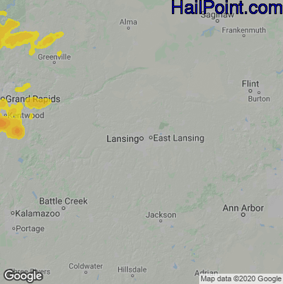 Hail Map for Lansing, MI Region on June 25, 2024