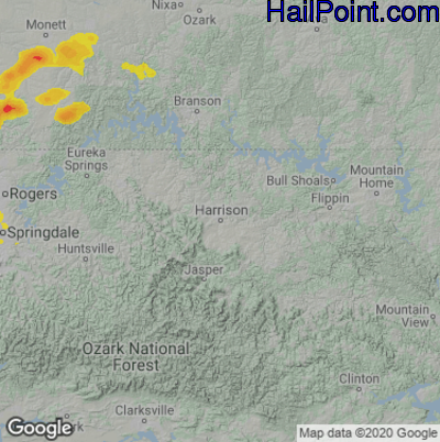 Hail Map for Harrison, AR Region on July 5, 2024