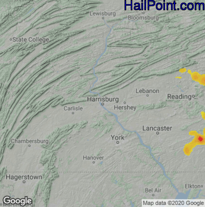 Hail Map for Harrisburg, PA Region on July 14, 2024