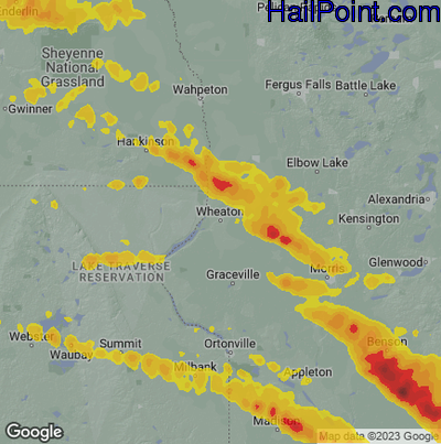 Hail Map for Wheaton, MN Region on July 15, 2024
