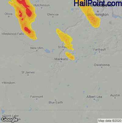 Hail Map for Mankato, MN Region on August 4, 2024