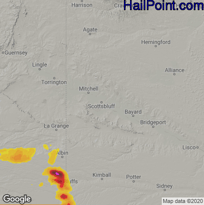 Hail Map for Scottsbluff, NE Region on August 12, 2024