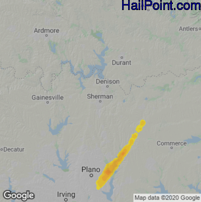 Hail Map for Sherman, TX Region on November 4, 2024