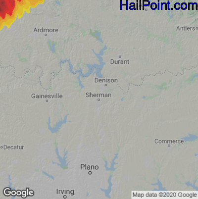 Hail Map for Sherman, TX Region on April 5, 2025