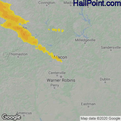 Hail Map for Macon, GA Region on April 11, 2025