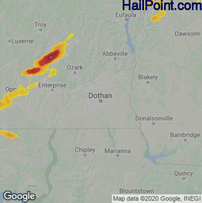 Hail Map for Dothan, AL Region on May 8, 2025