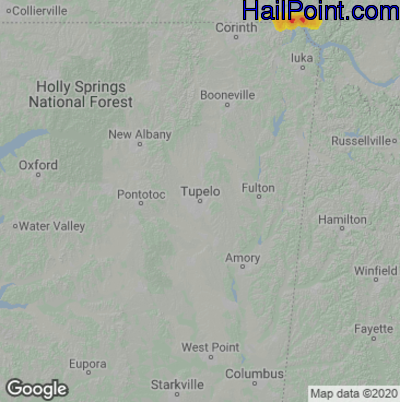 Hail Map for Tupelo, MS Region on June 6, 2025