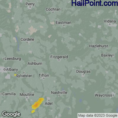 Hail Map for Fitzgerald, GA Region on June 10, 2025