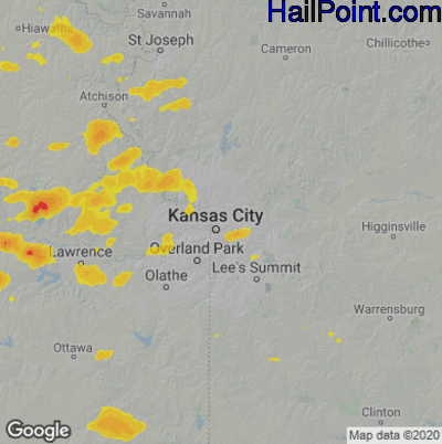 Hail Map for Kansas City, MO Region on June 29, 2025