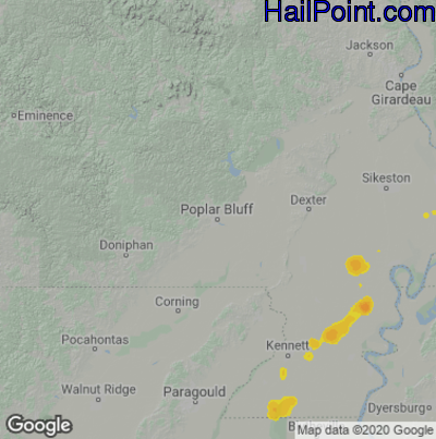 Hail Map for Poplar Bluff, MO Region on July 6, 2025