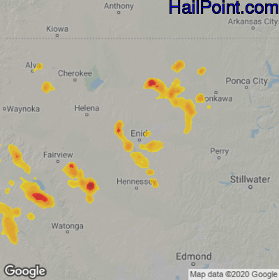Hail Map for Enid, OK Region on August 18, 2025