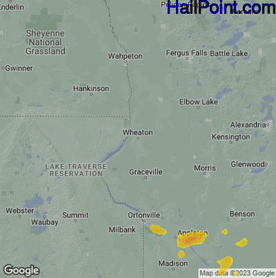 Hail Map for Wheaton, MN Region on September 9, 2025